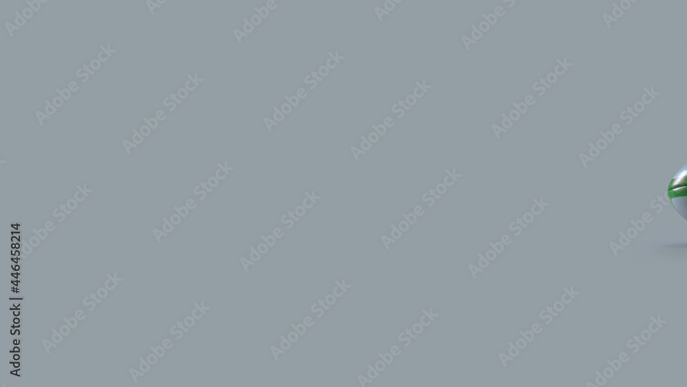 Realistic 3D ruby ball with green lines in a constant spin. Standard ...