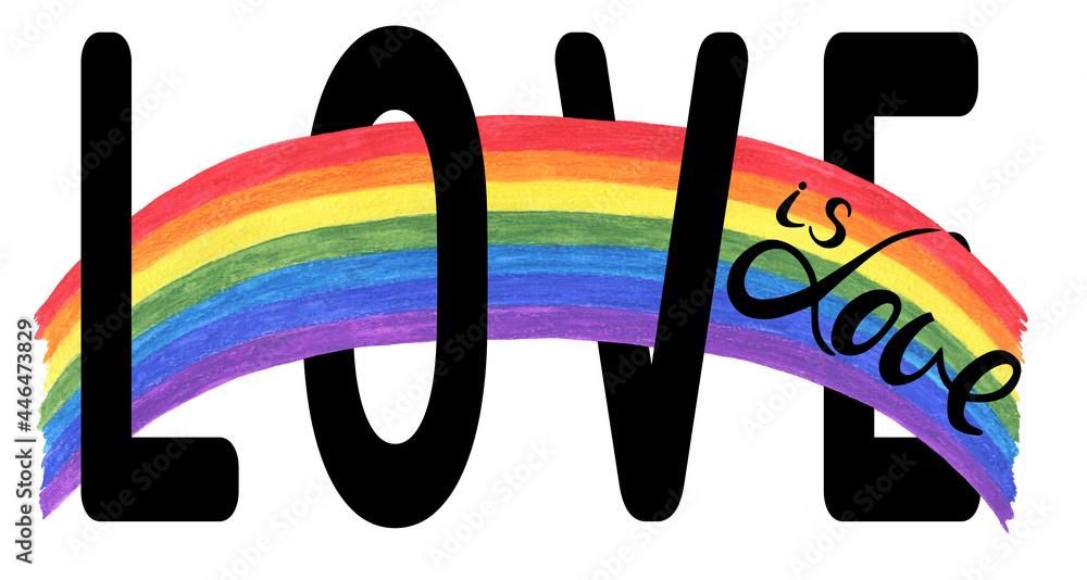 Love is love. Watercolor draw of rainbow. Symbol for Lesbian Gay ...