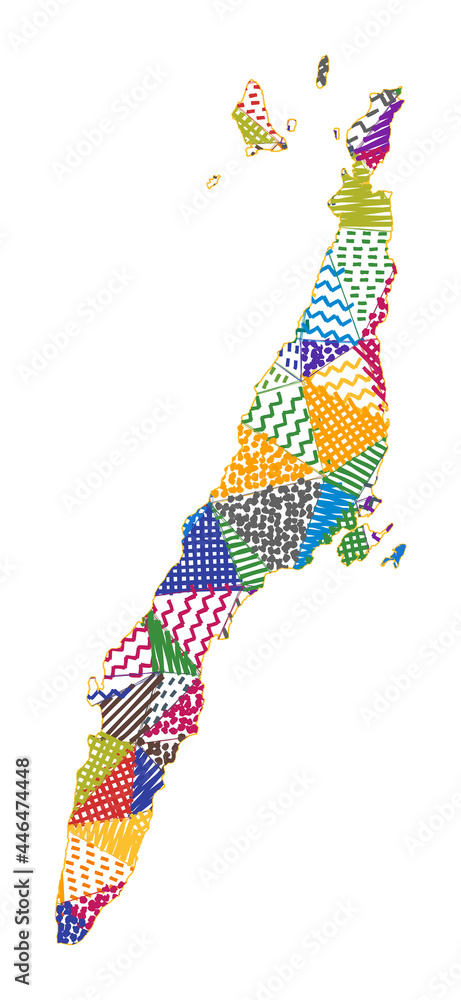 Kid style map of Cebu. Hand drawn polygons in the shape of Cebu. Vector ...