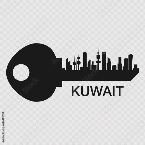 The key with the silhouette of Kuwait isolated on transparent ...