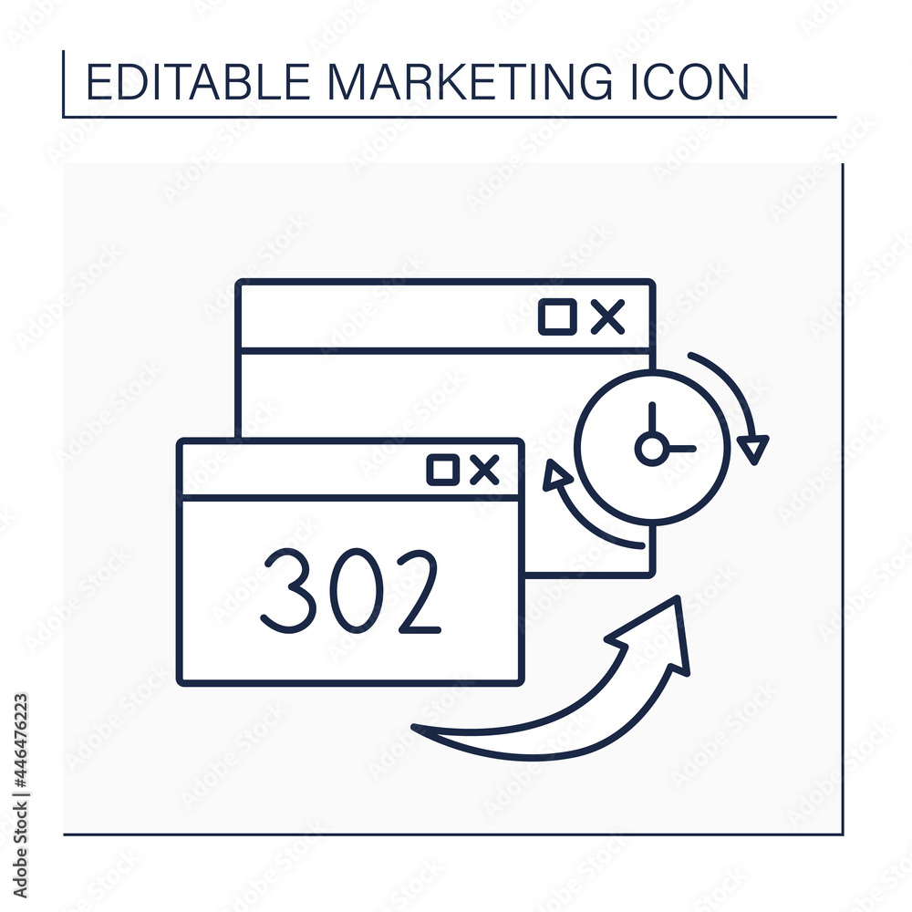 302 redirect line icon. Redirecting users from one page to another is ...
