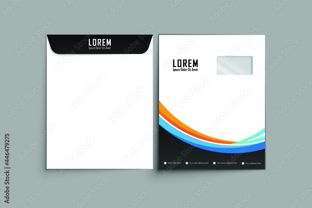 Envelope design. A4 Envelope vector design. A4 Envelope Mockup. Paper ...