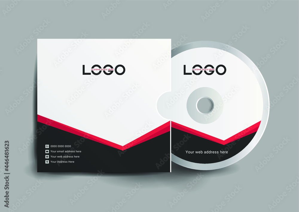 Cd case label and cd disc label design template, cd case isolated ...