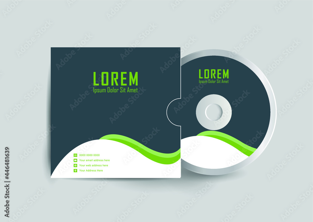 Cd case label and cd disc label design template, cd case isolated ...