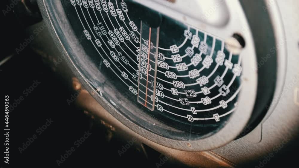 Vintage analog radio dial from a wartime submarine, searching for AM ...