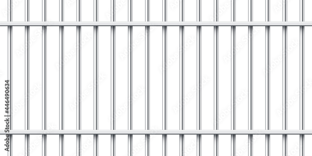 Realistic metal prison bars isolated on white background. Detailed jail ...