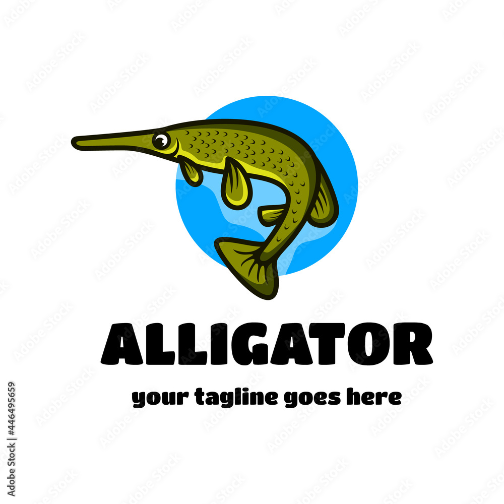 Unique Fish Alligator gar cartoon logo design for logos ,sticker and ...