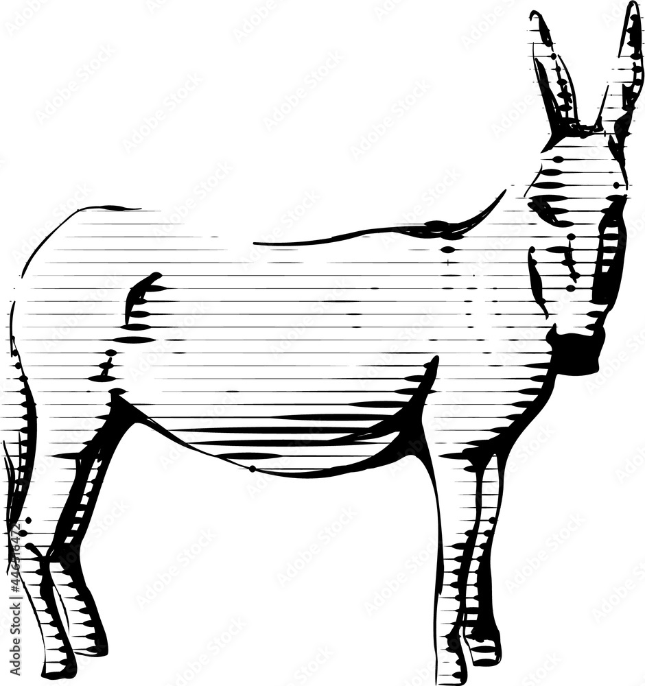 Monochrome Linear Etching Engraving Farm Animals Victorian Vintage ...