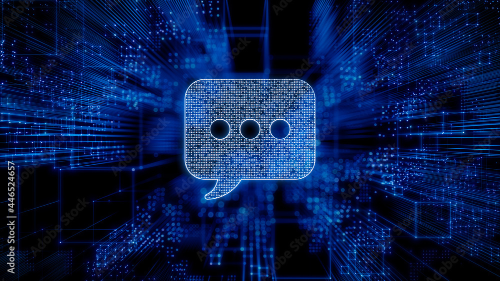 Text Technology Concept with sms symbol against a Futuristic, Blue ...