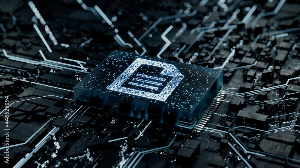 Word document Technology Concept with document symbol on a Microchip ...