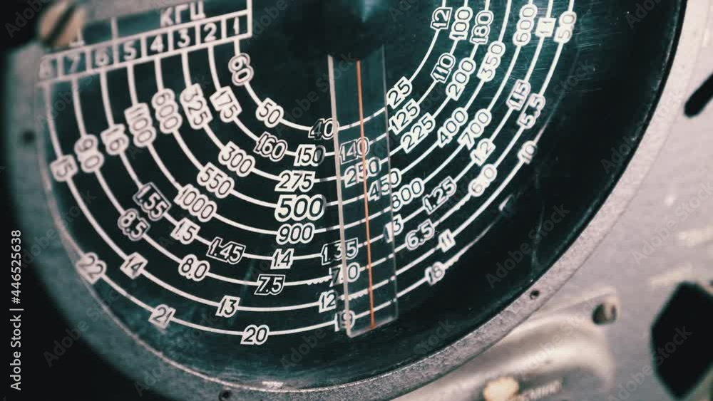 Vintage analog radio dial from a wartime submarine, searching for AM ...