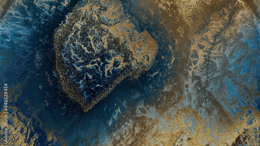 Teal and Navy Abstract Art. Contemporary Design with Marble Swirls and ...