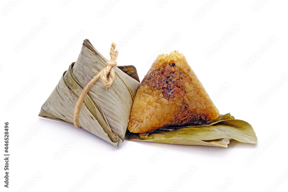 Sticky rice dumpling or Zongzi (Pyramid-shaped dumpling made by ...
