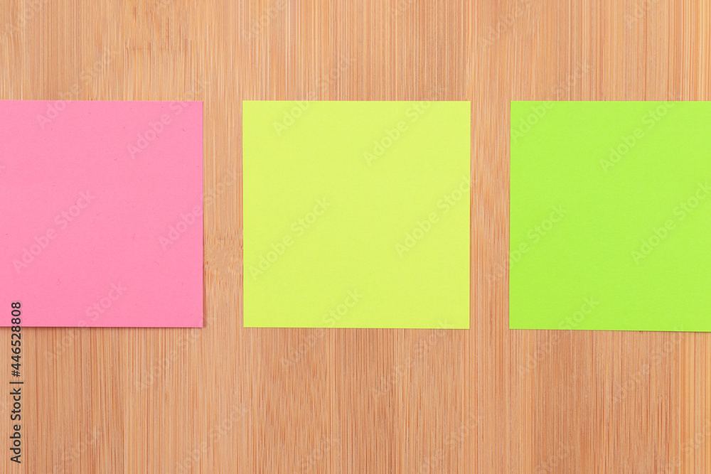 Colored Sticky Notes with Copyspace Pinned to the Wooden Message Board ...