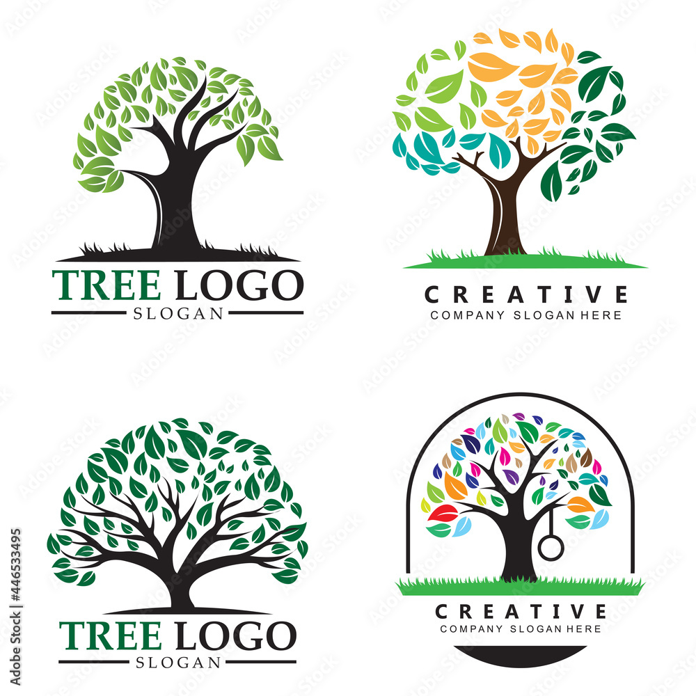 Child care. Tree logo. Educational design .balance and life design ...