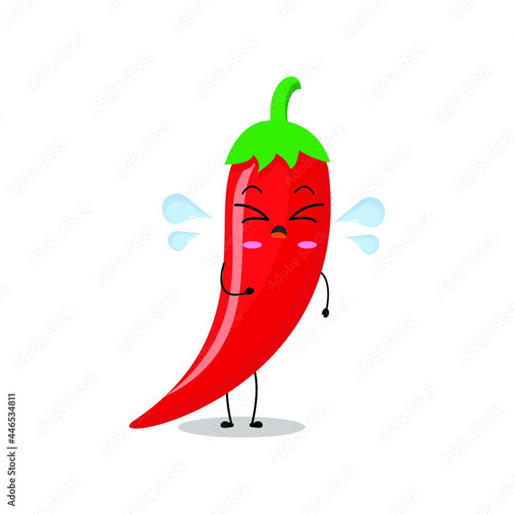 Vector illustration of red chili pepper character with cute expression ...