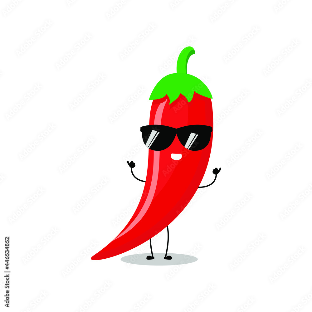 Vector illustration of red chili pepper character with cute expression ...