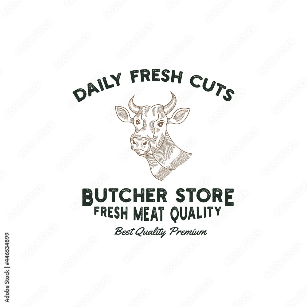 beef shop logo design premium template vector, butcher shop, meat store ...