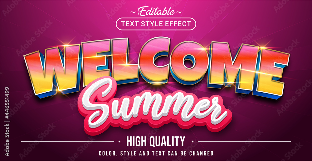 Editable text style effect - Welcome Summer text style theme. Stock ...
