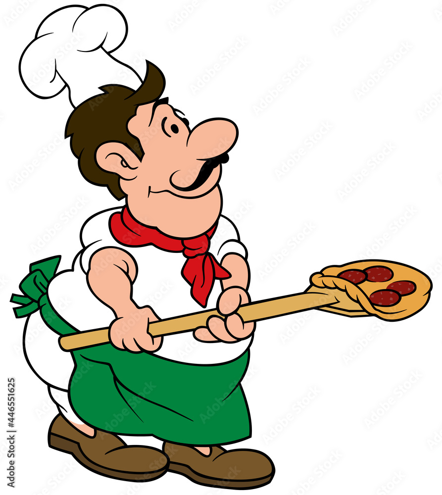 Pizza Chef Character - Colored Cartoon Illustration Isolated on White ...
