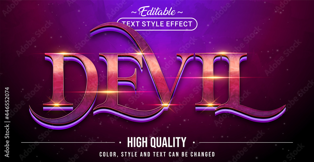Editable text style effect - Devil text style theme. Stock Vector | Adobe Stock