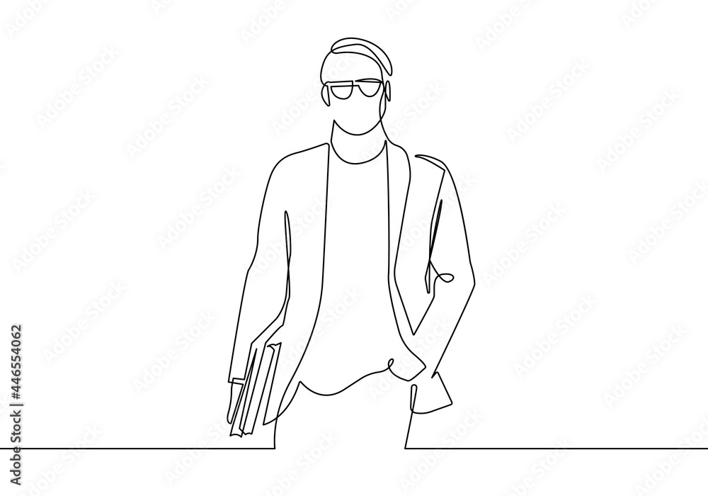 Continuous One Line Drawing of Businessman in Standing Pose. Business ...