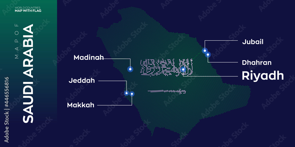 Vektorová grafika „ Saudi Arabia map with flag info graphic. Abstract ...