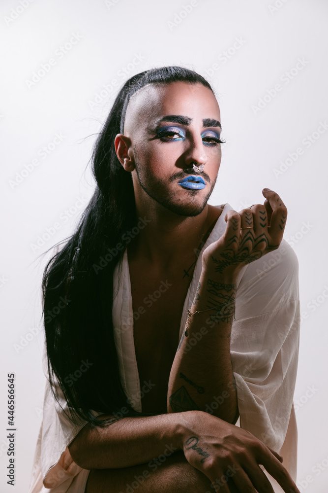 Stylish transgender woman posing at studio Stock Photo | Adobe Stock