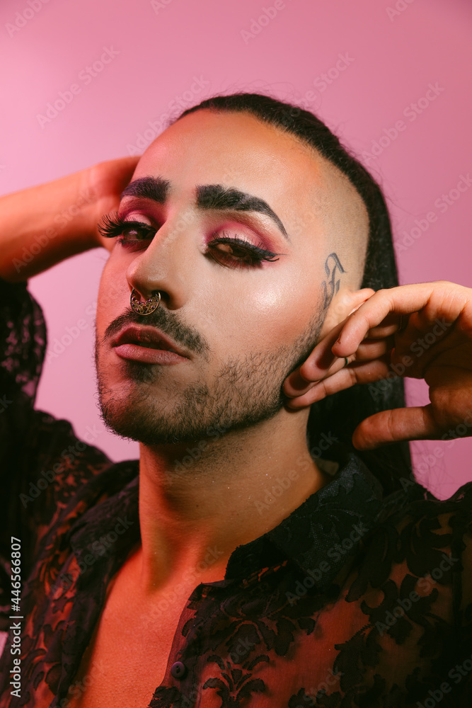 Stylish transgender woman posing at studio Stock Photo | Adobe Stock