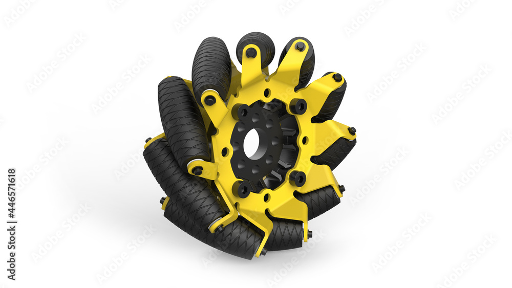 Mecanum wheel, yellow body, and rubber moving parts. Mecanum wheel ...