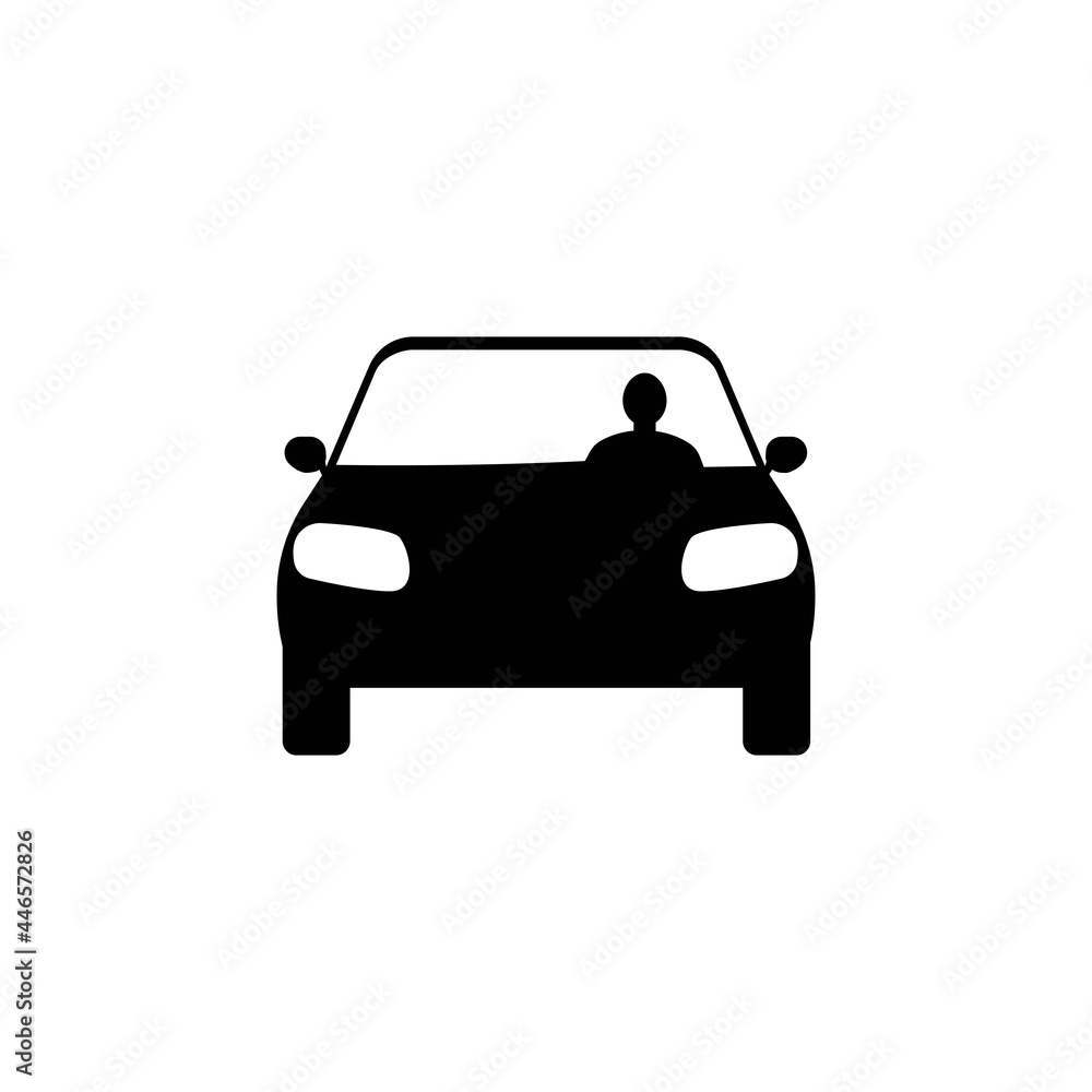 Man driving car black silhouette icon. Trendy flat isolated symbol ...