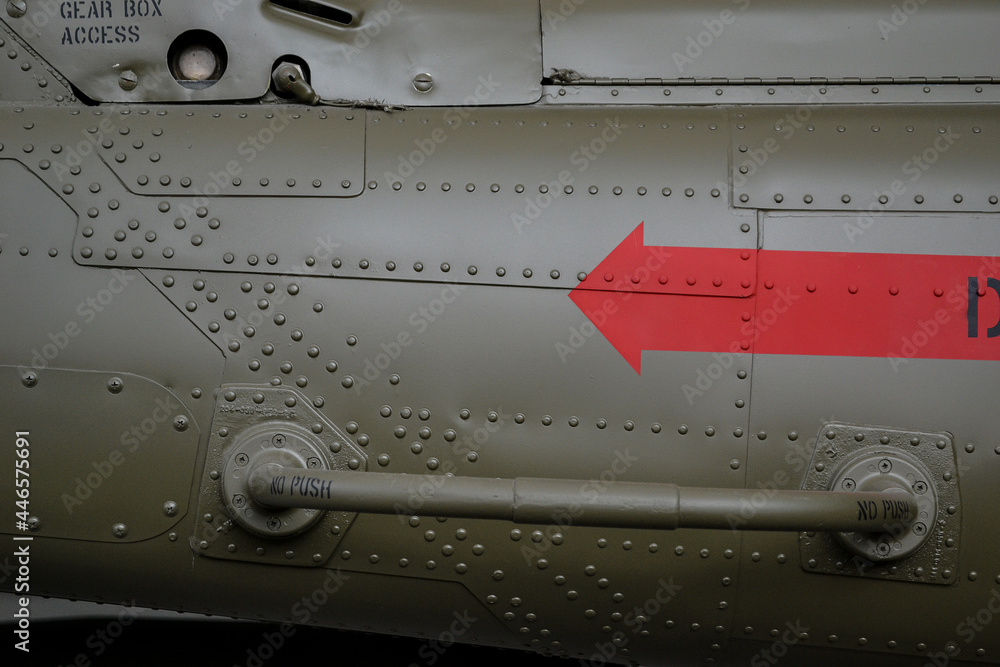 Military background with rivets. Grunge metal jet surface. Helicopter ...