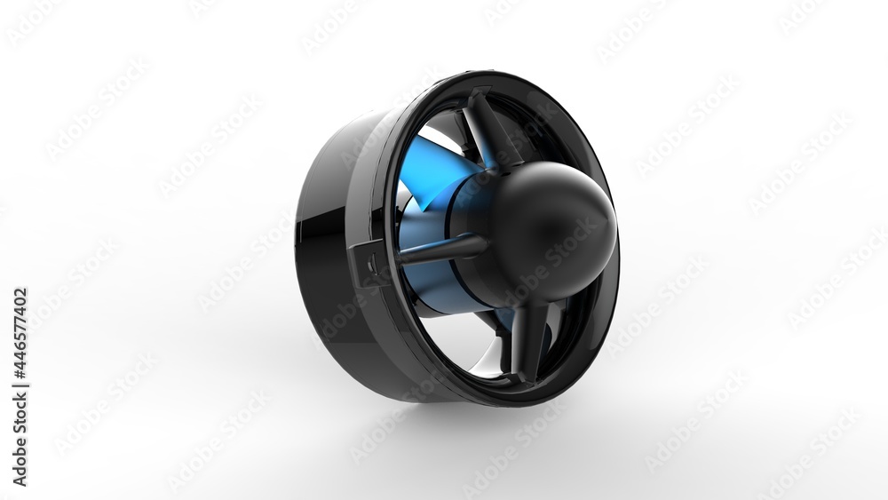 Powerful Bow thruster. Propellers on a motor yacht close-up. Jet engine ...