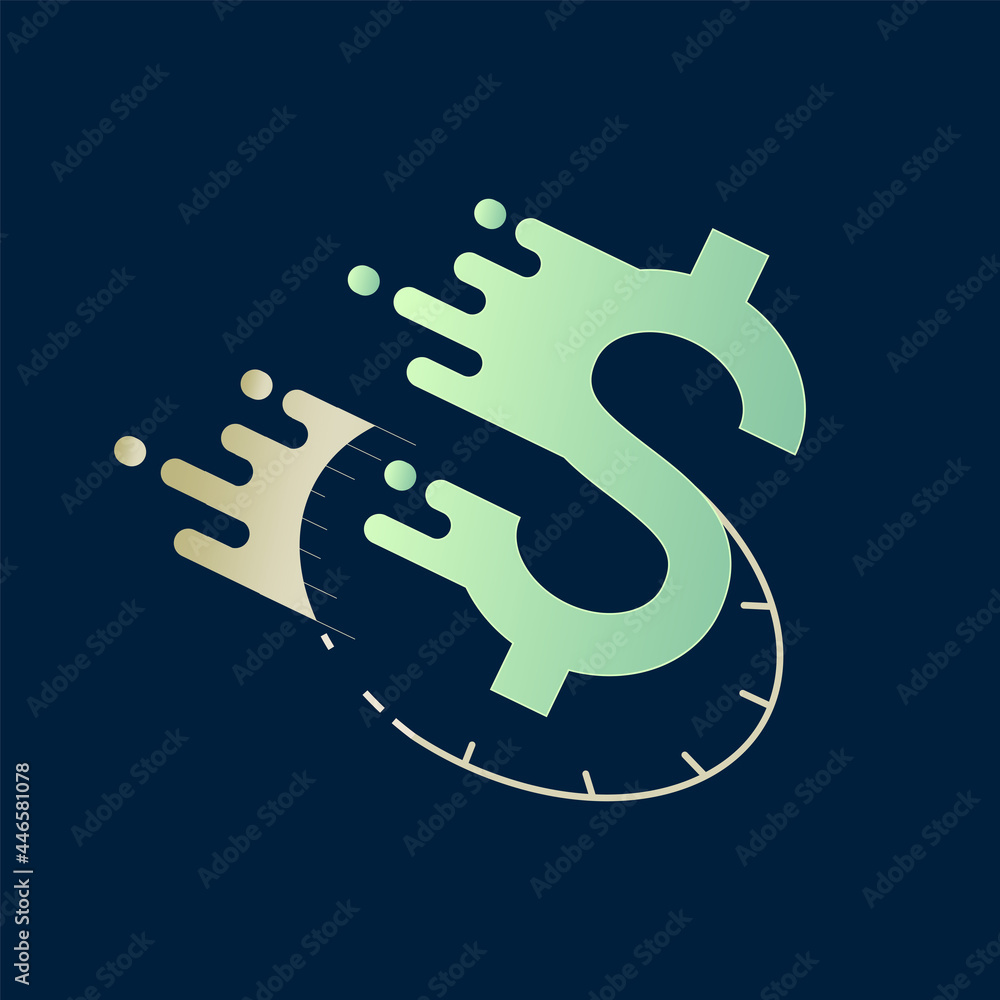 Fast motion of dollar sign and clock. Conceptual illustration of speed ...
