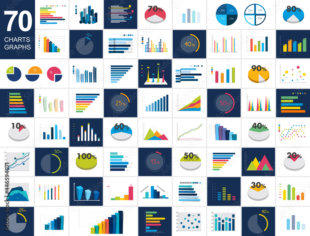 Vetor de Mega set of charts, graphs, diagrams. Infographics business ...