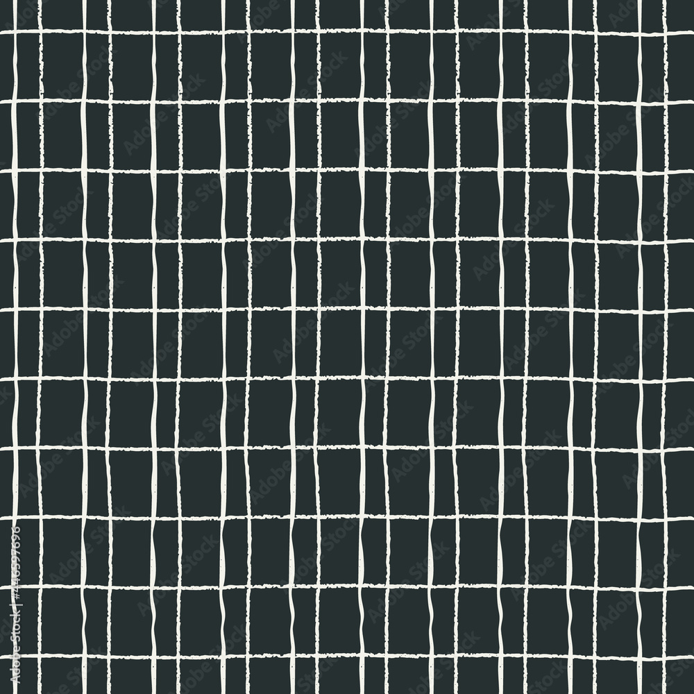Seamless checkered repeating pattern with white double hand drawn grid ...