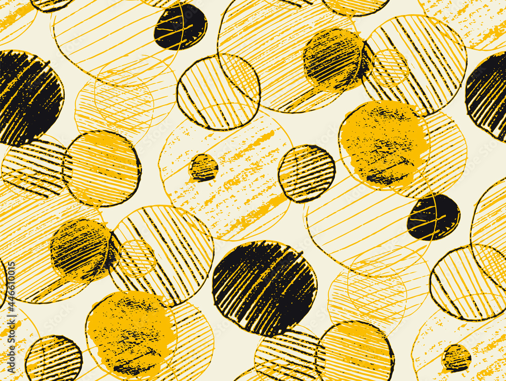 Shabby grunge yellow and black circle pattern Stock Vector | Adobe Stock