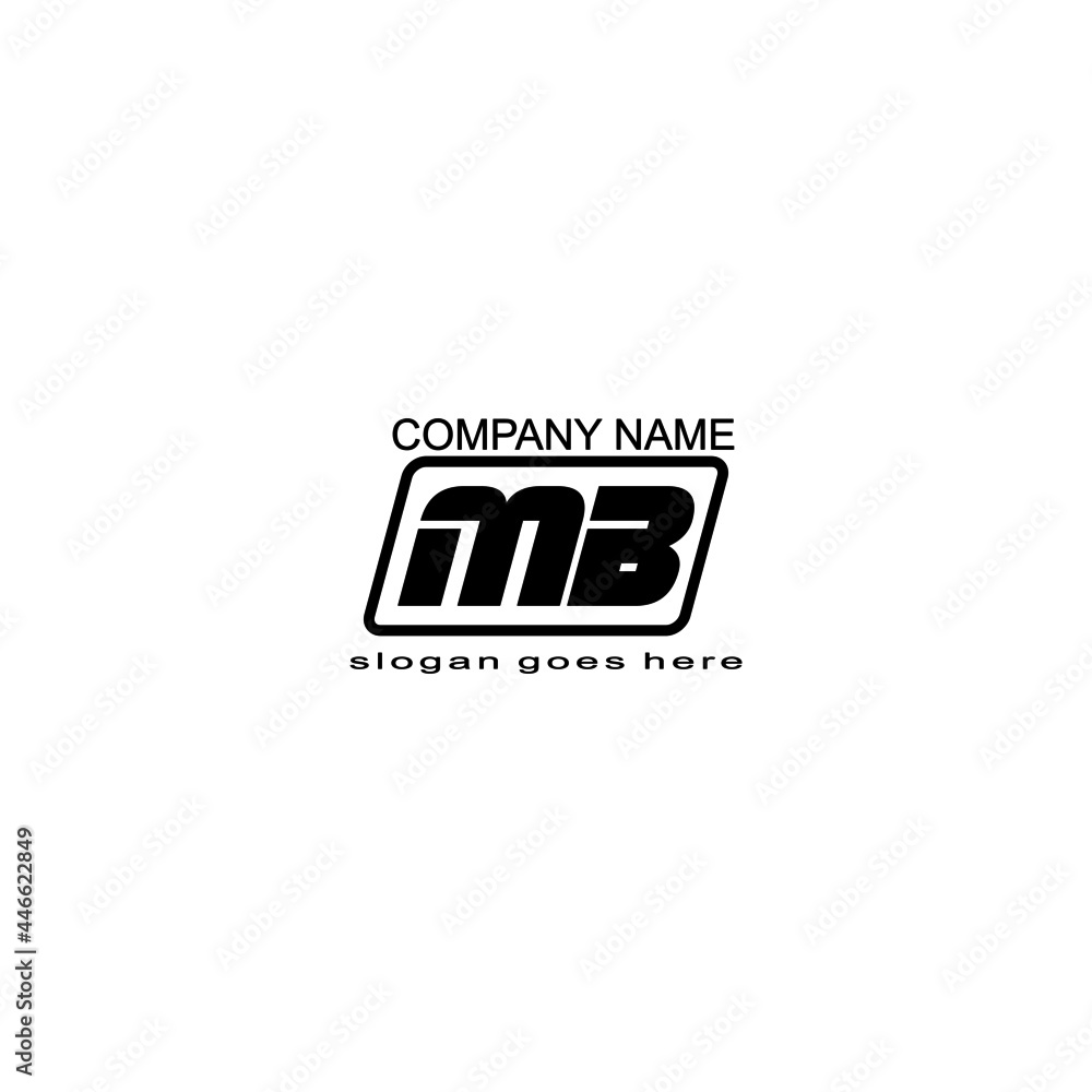Initial logo MB inside a black parallelogram Stock Vector | Adobe Stock