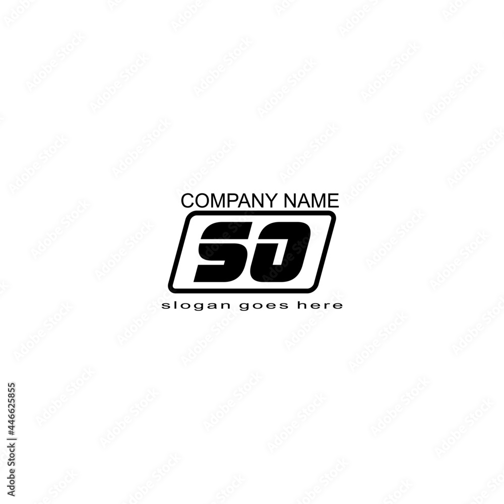 Initial logo SO inside a black parallelogram Stock Vector | Adobe Stock