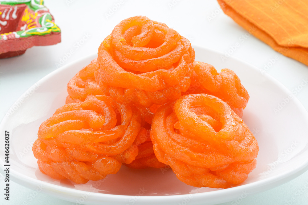 Jangiri also known as Imarti is Indian dessert prepared by frying ...