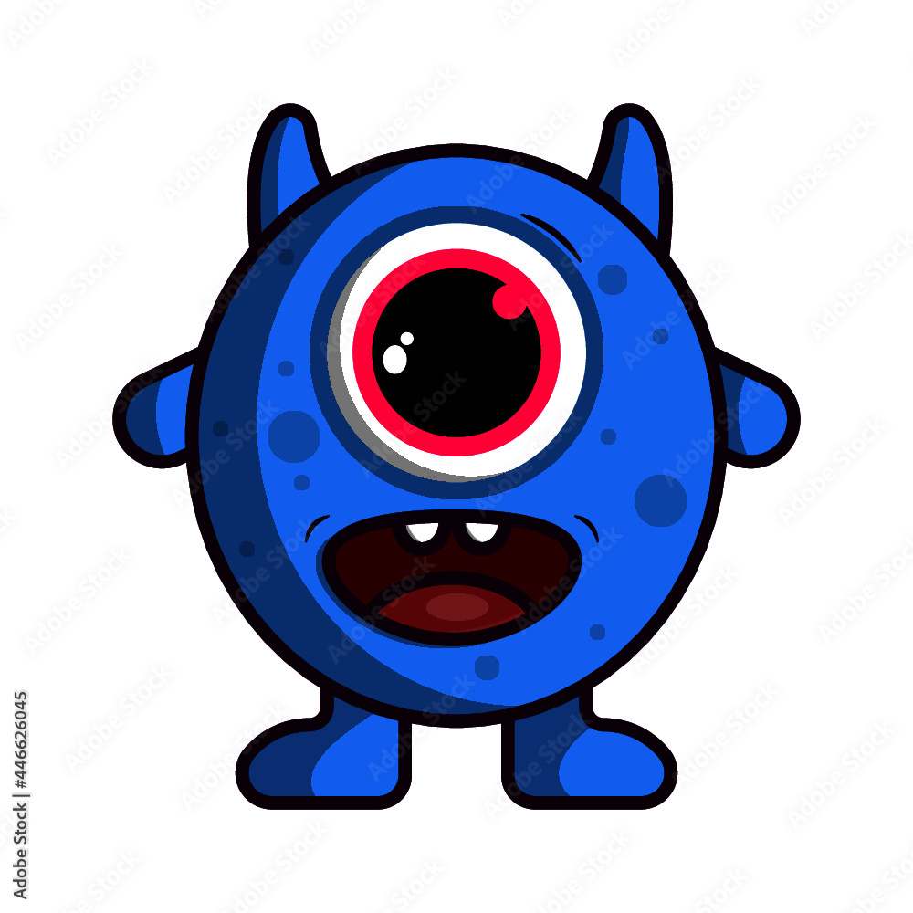 Cute Blue Monster with one eye Stock Vector | Adobe Stock