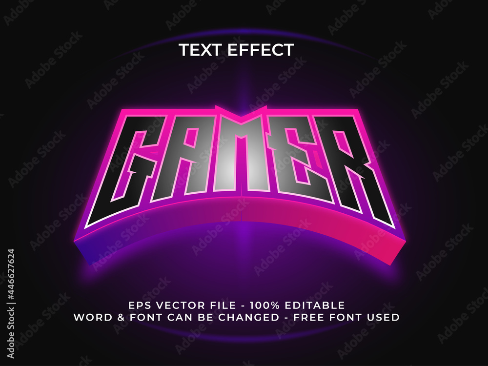 Gamer neon light text effect. Editable font text effect esport theme ...