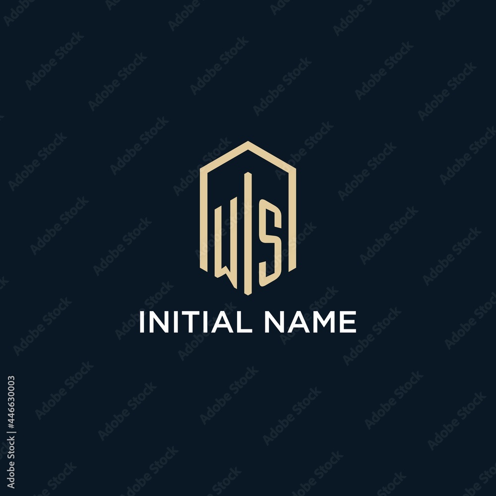 WS initial monogram logo with hexagonal shape style, real estate logo ...