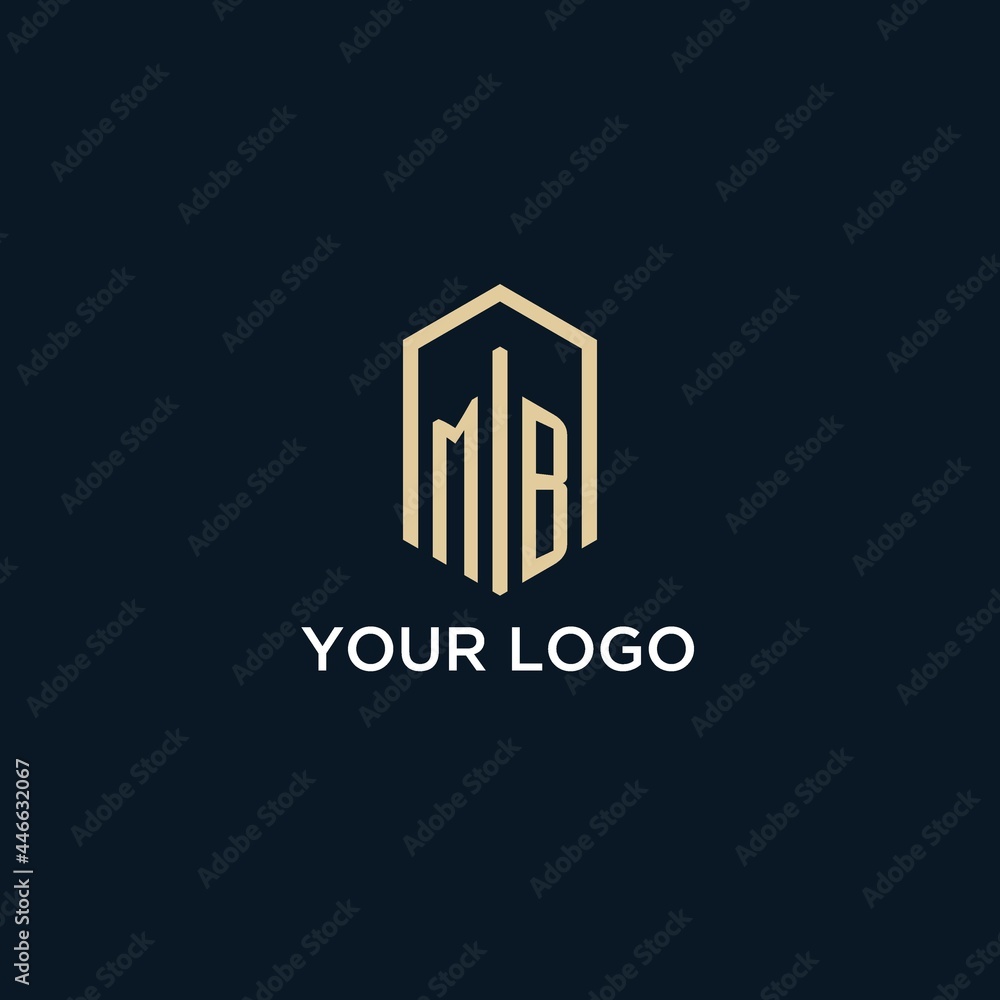 MB initial monogram logo with hexagonal shape style, real estate logo ...