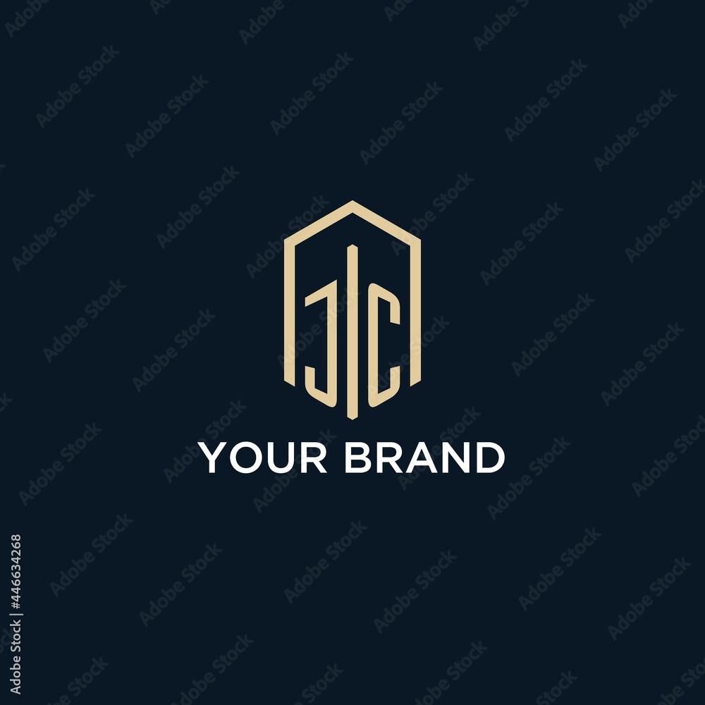 JC initial monogram logo with hexagonal shape style, real estate logo ...