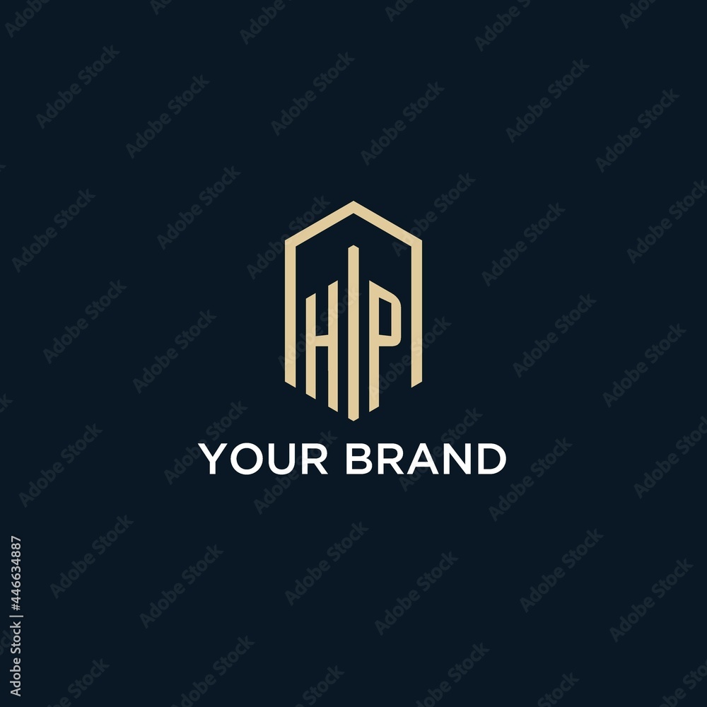 HP initial monogram logo with hexagonal shape style, real estate logo ...