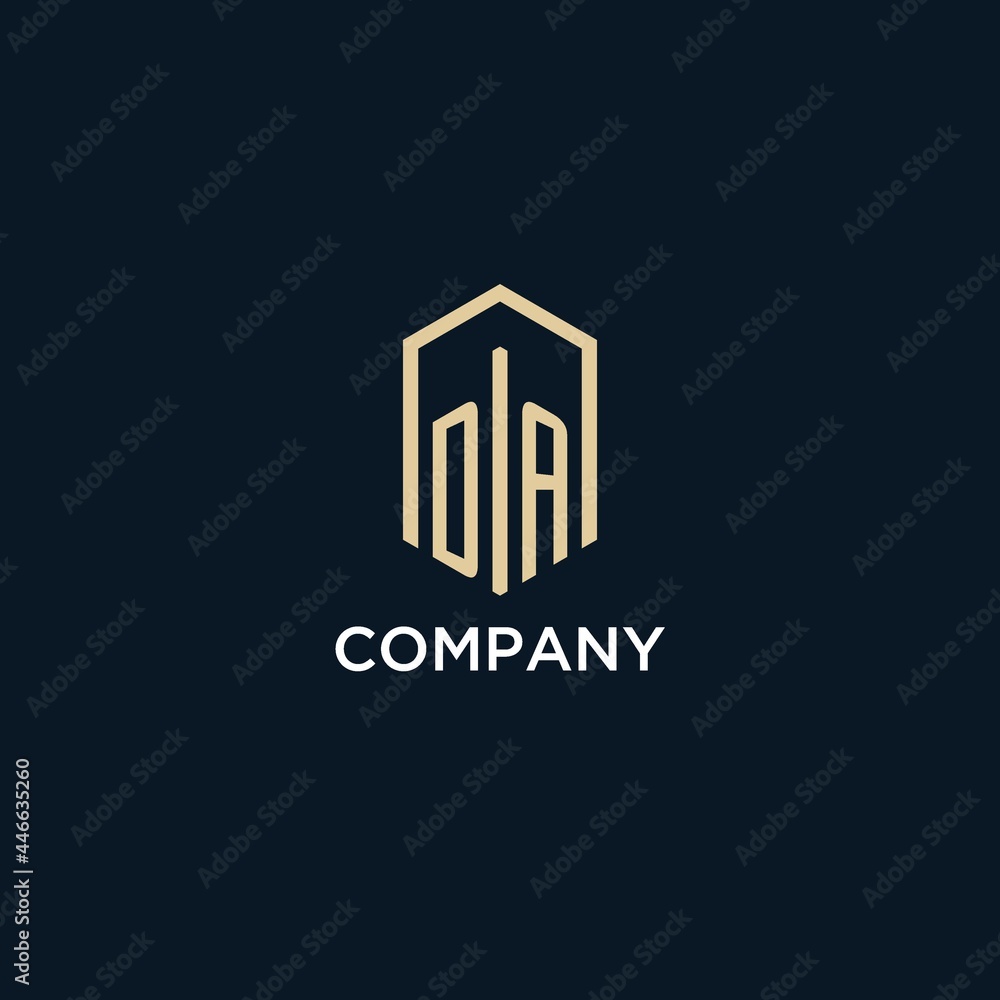 Vetor de DA initial monogram logo with hexagonal shape style, real ...