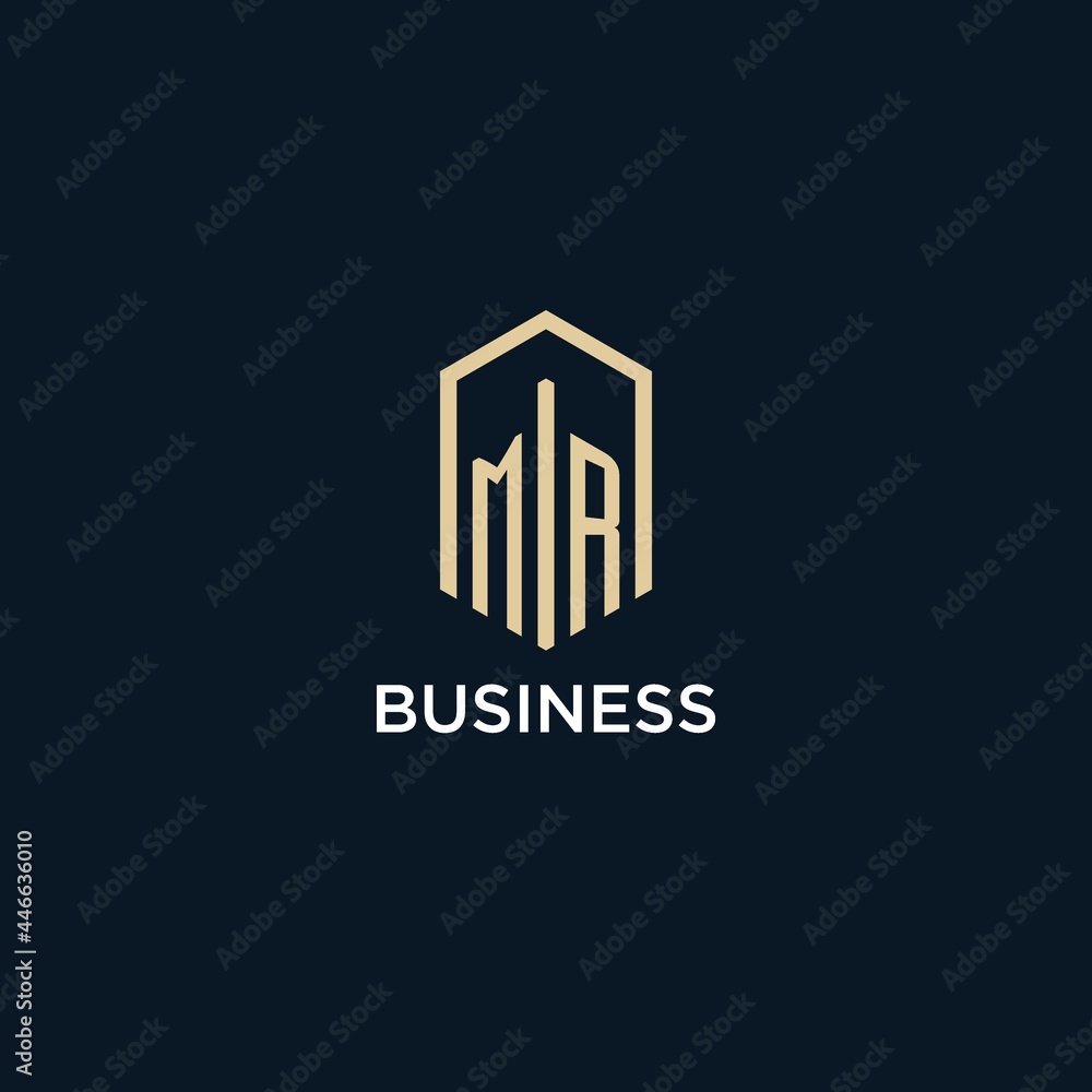 MR initial monogram logo with hexagonal shape style, real estate logo ... MR initial monogram logo with hexagonal shape style, real estate logo ...