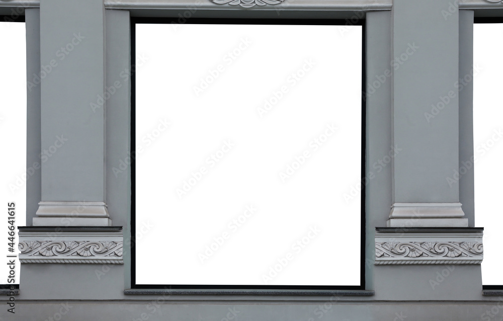 Blank banner on building facade outdoors. Advertising board design ...