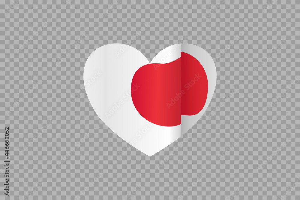 Japan flag in heart shape isolated on png or transparent background ...